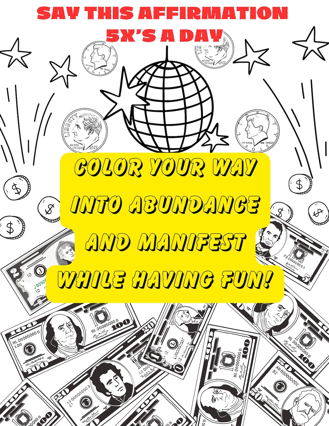 Manifest Abundance: 5 Powerful Coloring Pages to Attract Money ...