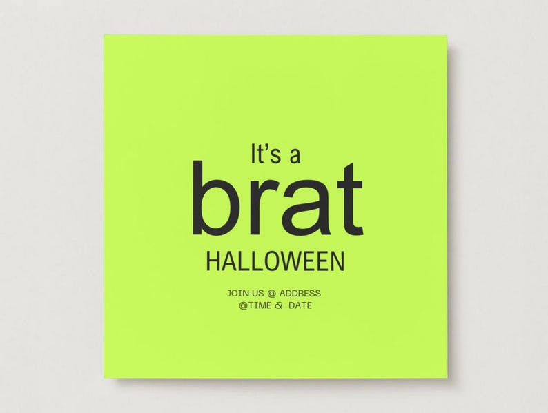 Brat Halloween Party Invitation - Etsy