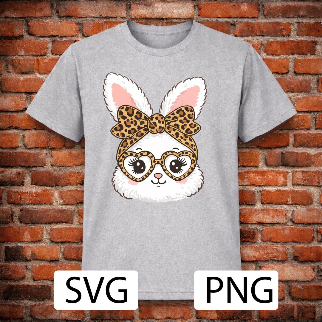 Leopard Bunny Face SVG PNG, Easter Rabbit Clipart, Toddler Shirt Design ...