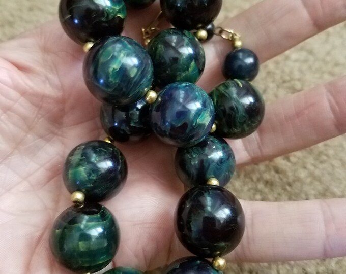 Vintage 1950s Blue Moon Bakelite Bead Necklace 17" Bluemoon - Etsy