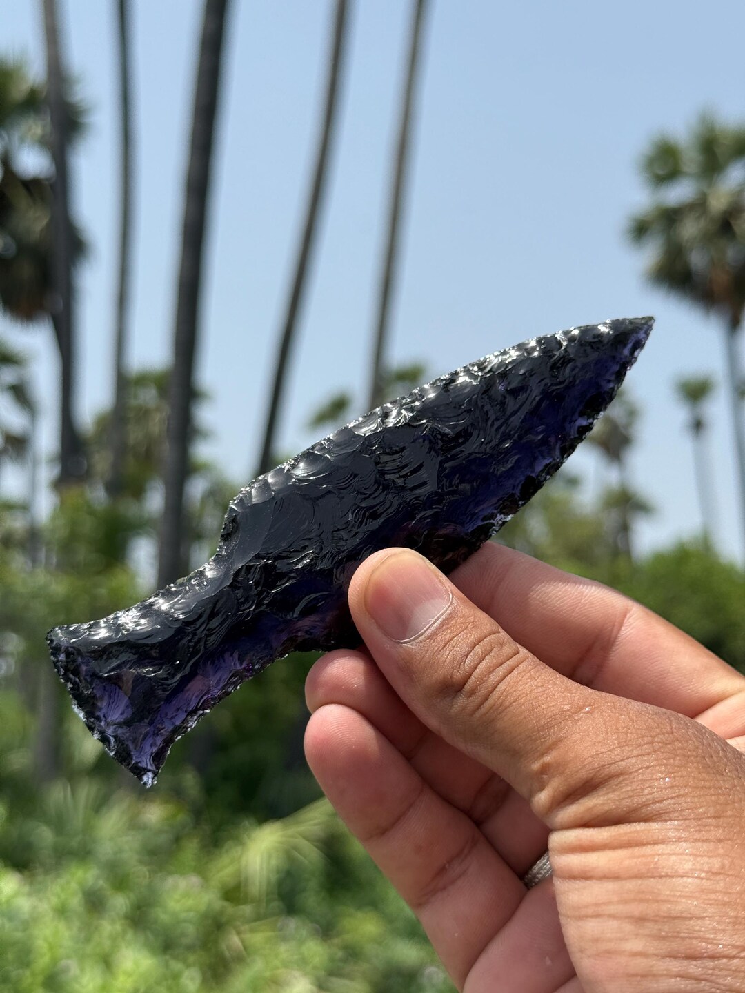 Handmade Obsidian Arrowhead: Dark Purple Black Glass, Tribal Decor - Etsy