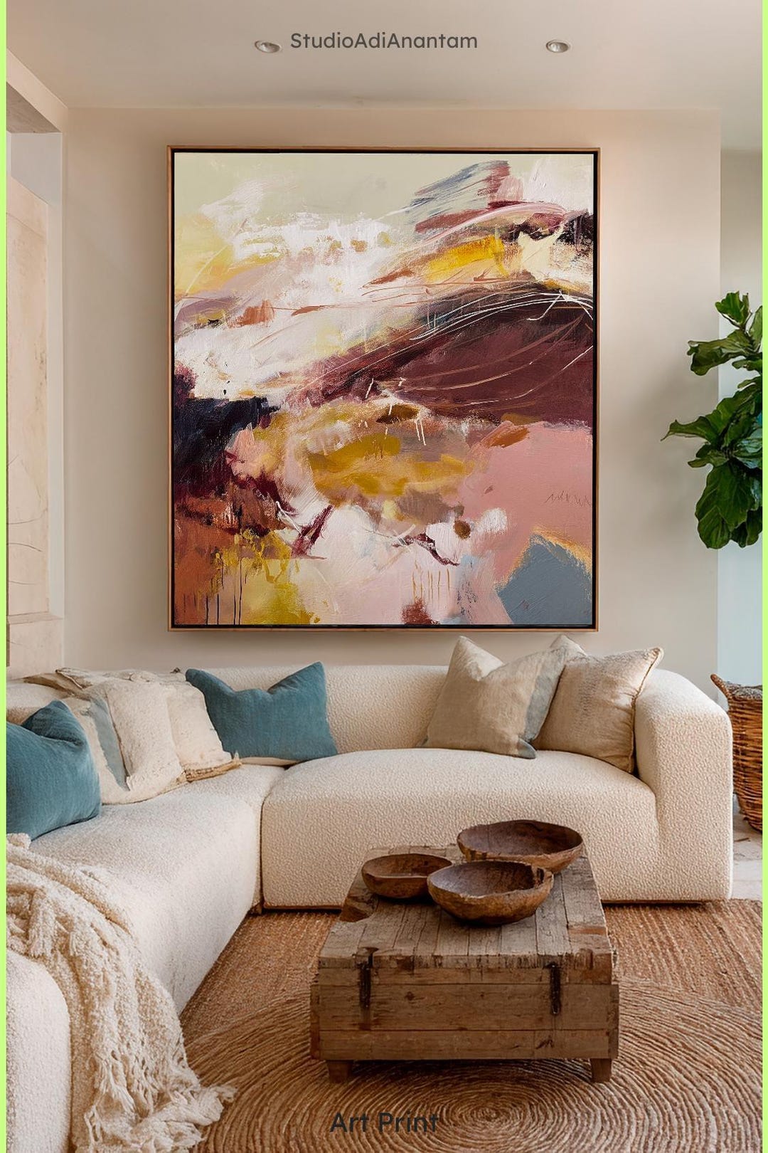 Colorful Abstract Painting for Living Room, Large Wall Art, Vibrant ...