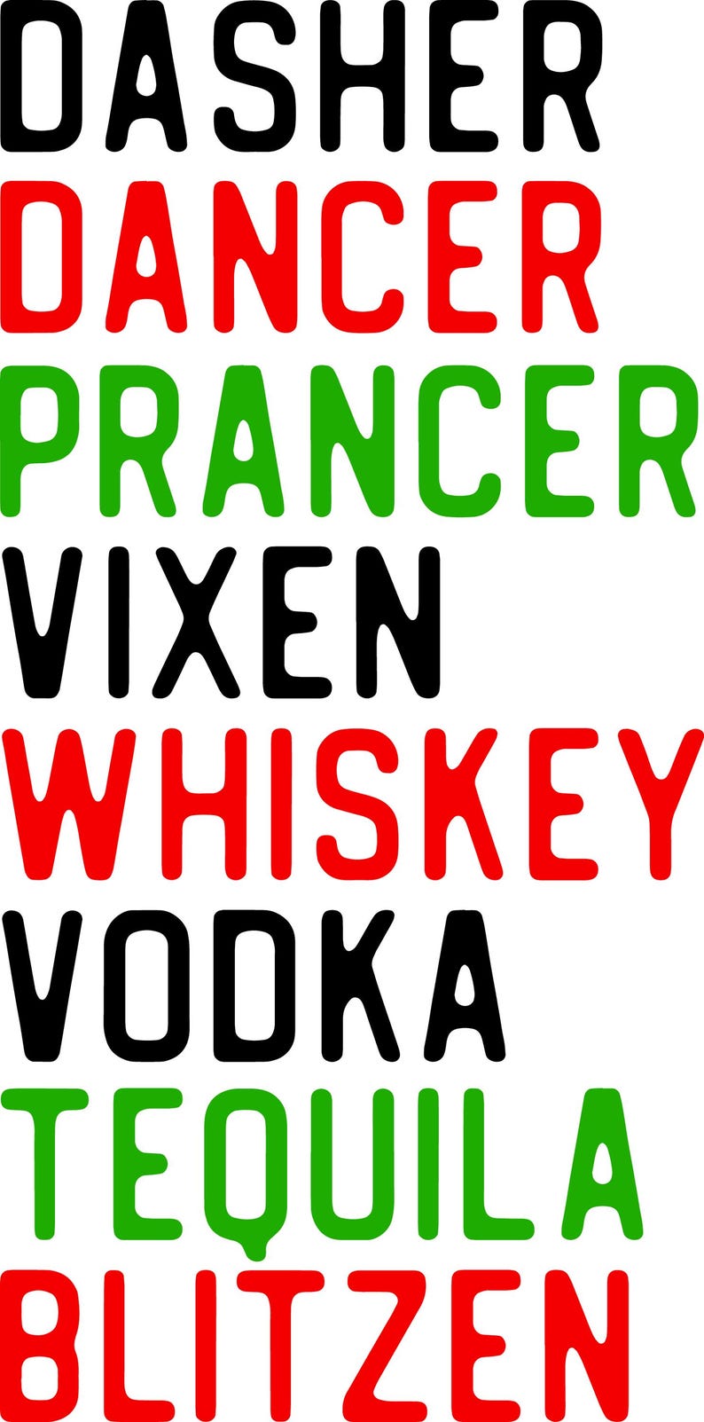 Funny Christmas Reindeer Svg Dxf Png Jpg | Dasher Dancer Prancer Vixen ...