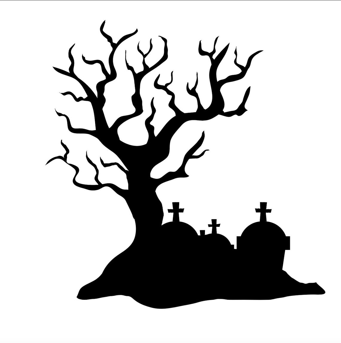 Scary Tree in Graveyard Graphic Halloween SVG Cricut Halloween File ...