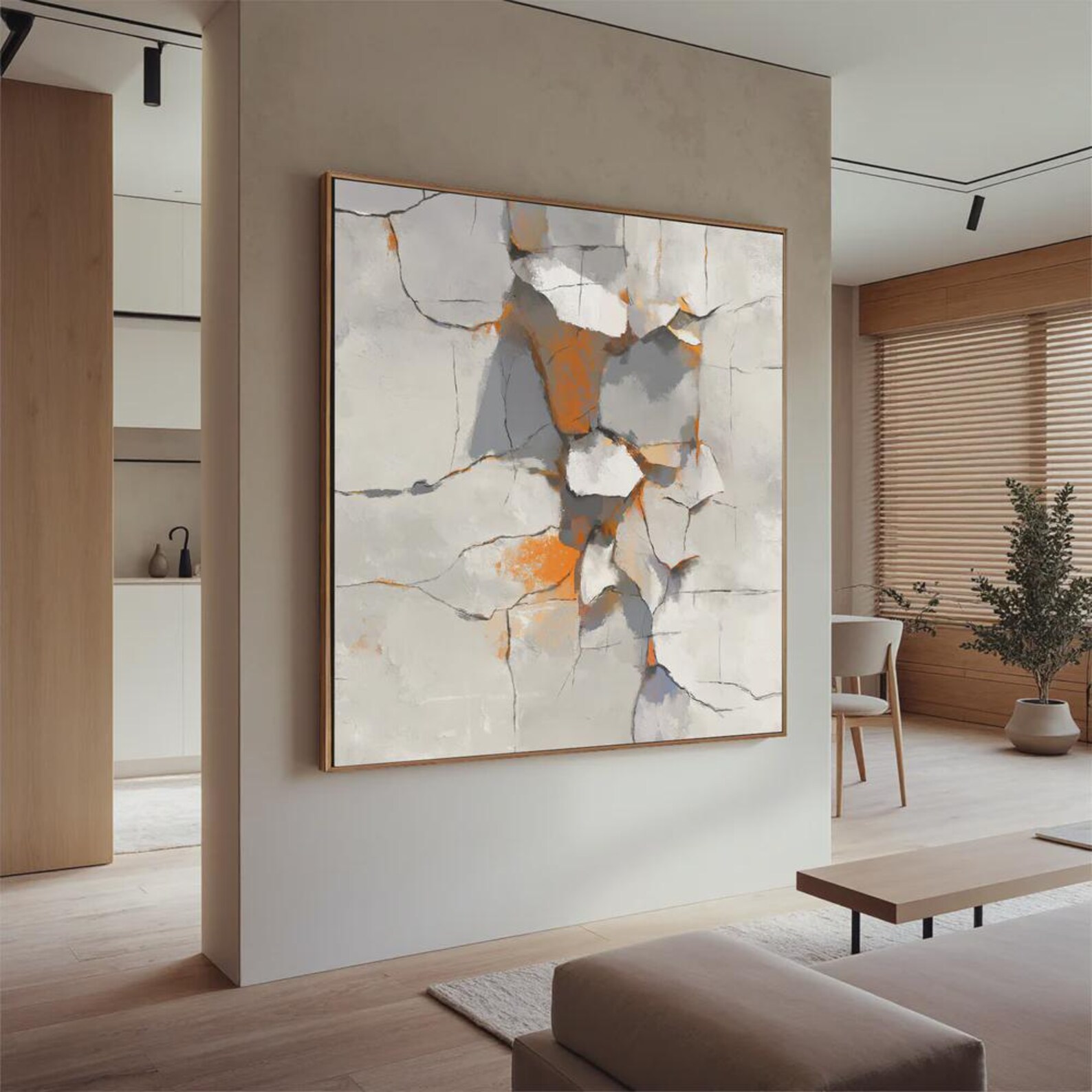 Midnight Gold Abstract Painting | Cream Gold Gray Abstract Art | Large ...
