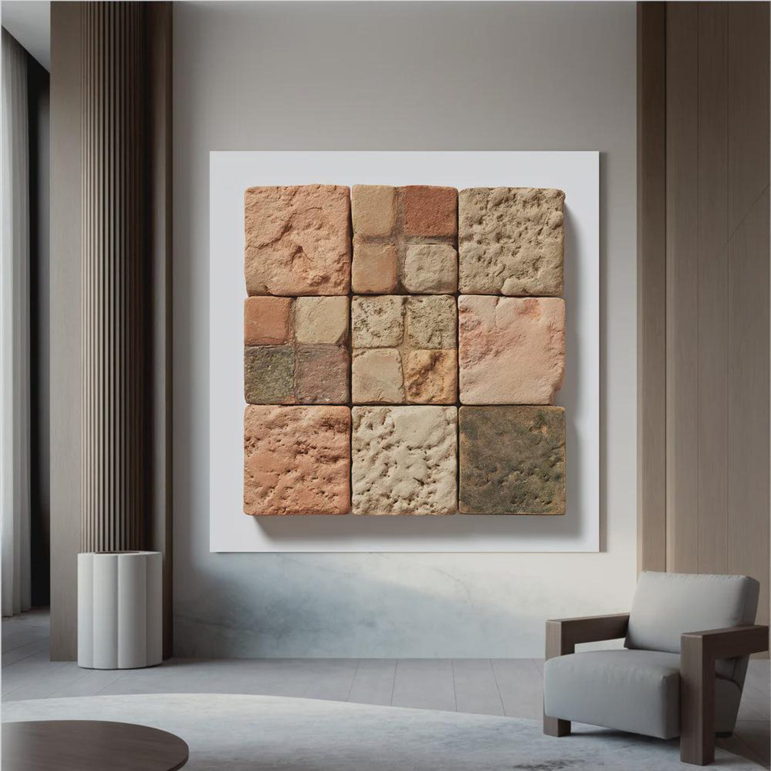 3D Retro Bricks, Textured Brick Canvas Painting, Original Minimalist ...