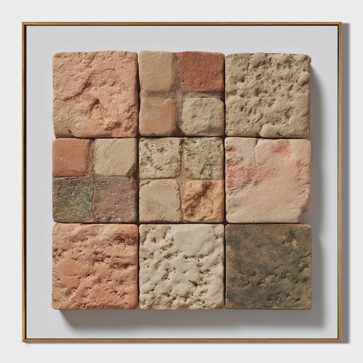 3D Retro Bricks, Textured Brick Canvas Painting, Original Minimalist ...
