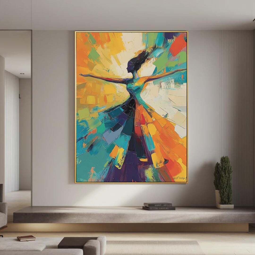Colorful Flamenco Dancer Canvas Wall Art, Vibrant Abstract Palette ...