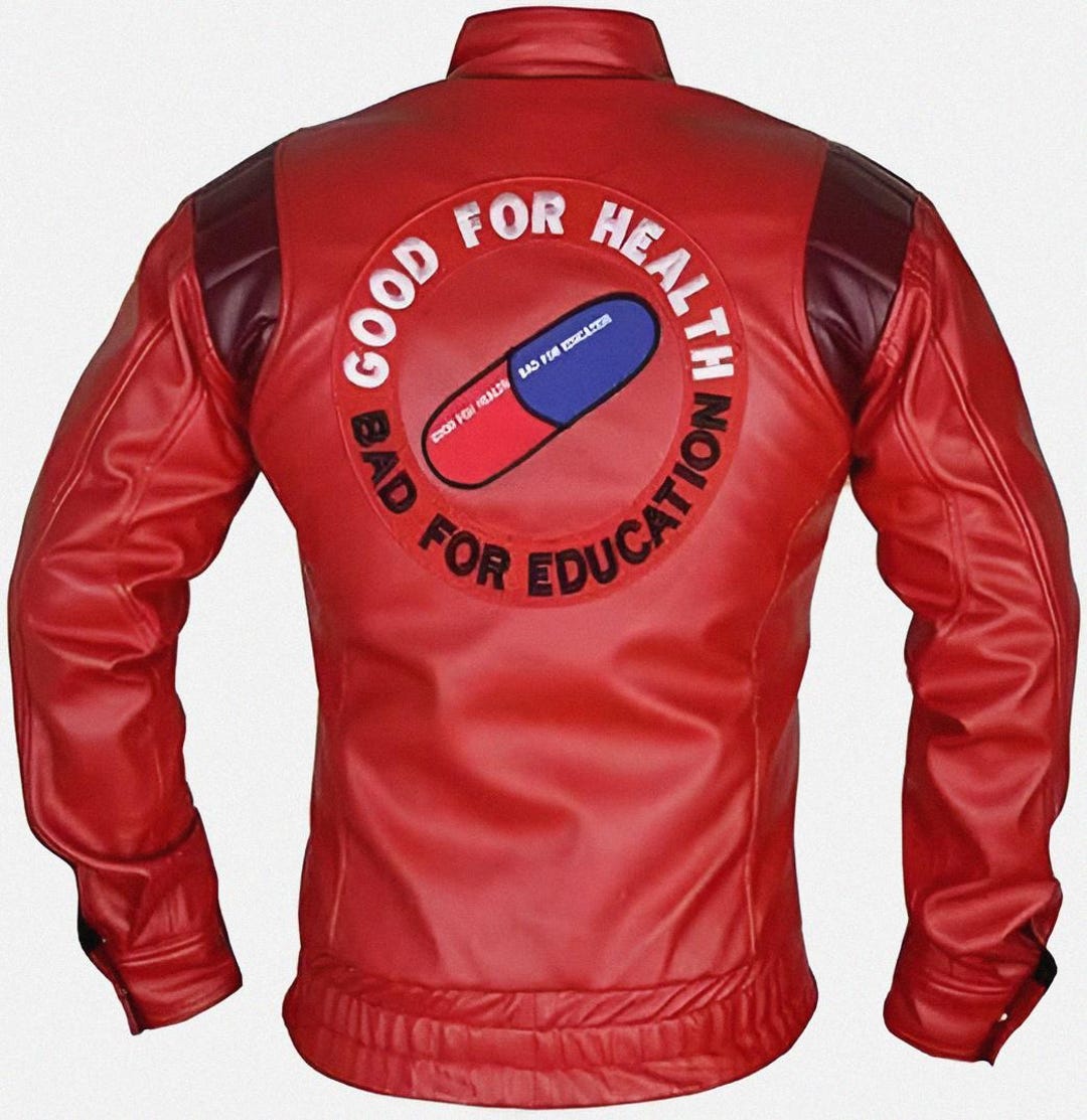Men's Akira Shotaro Kaneda Red Capsule Logo Text Cosplay Real Leather ...