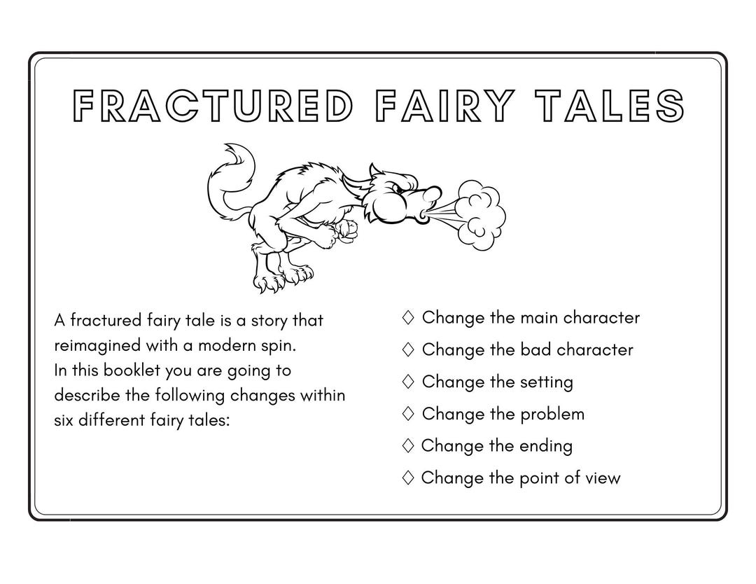 Fractured Fairytales Printable | Rewrite Classic Stories for Kids - Etsy
