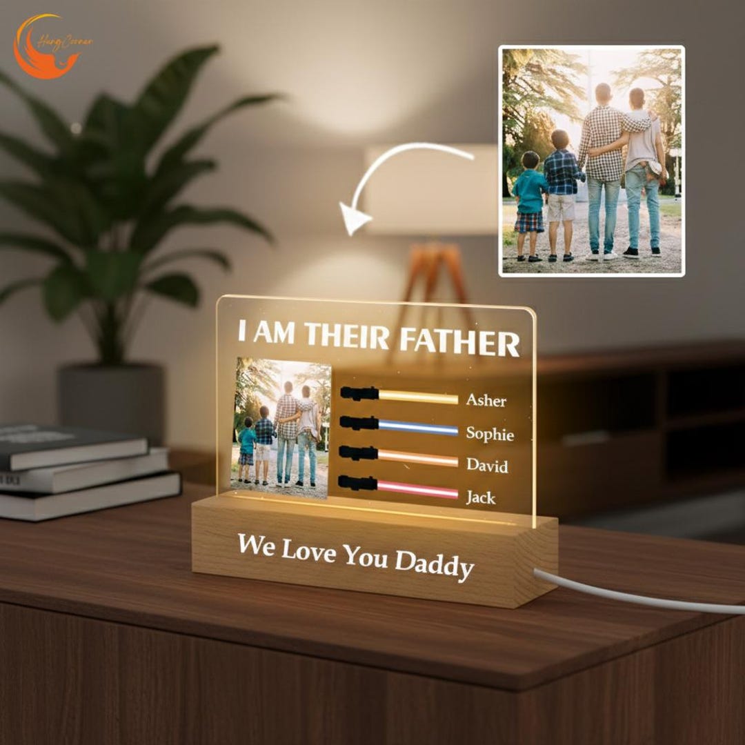 Personalized Father LED Acrylic Sign – Custom Photo Night Light, Gift ...