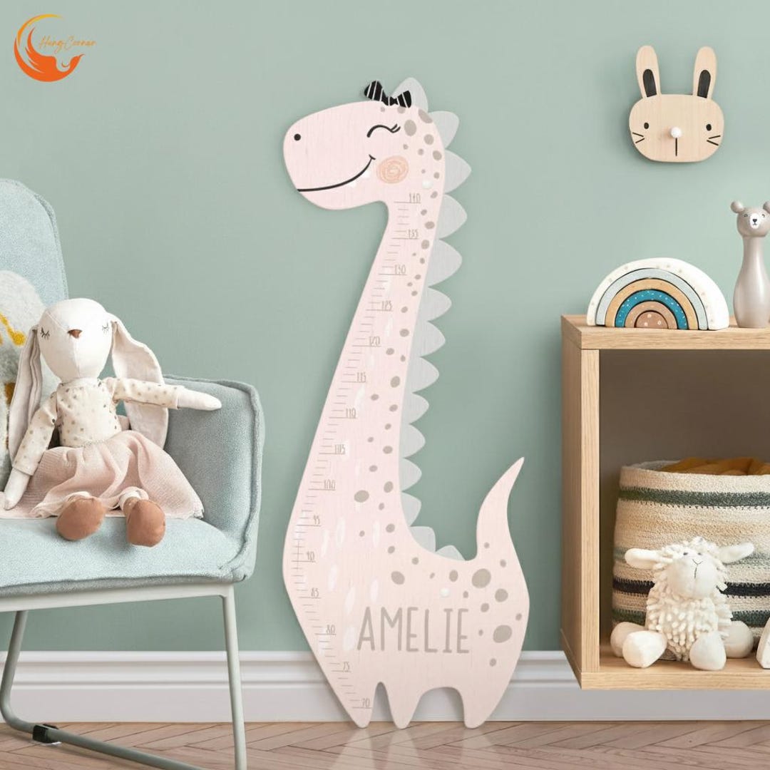 Personalized Dinosaur Growth Chart, Cute Dino Height Chart Wall Decor ...