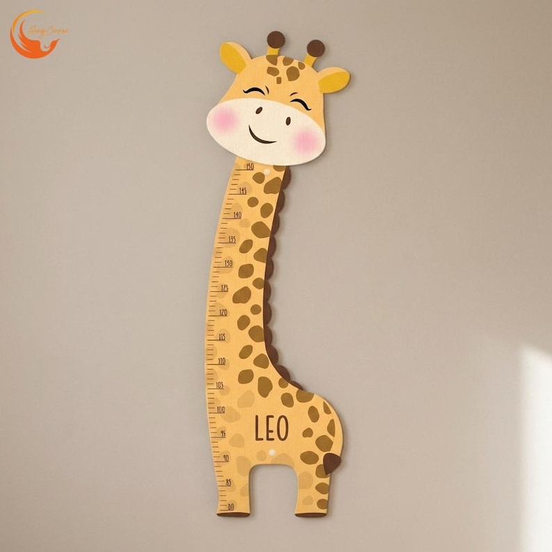 Personalized Giraffe Growth Chart for Boys, Nursery Height Chart Wall ...