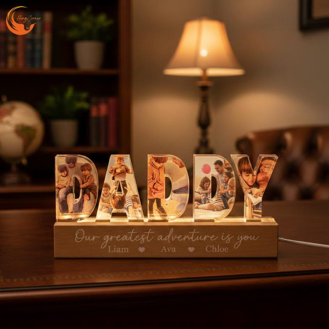Personalized DADDY Photo Light | Custom Photo Name Lamp | Father’s Day ...