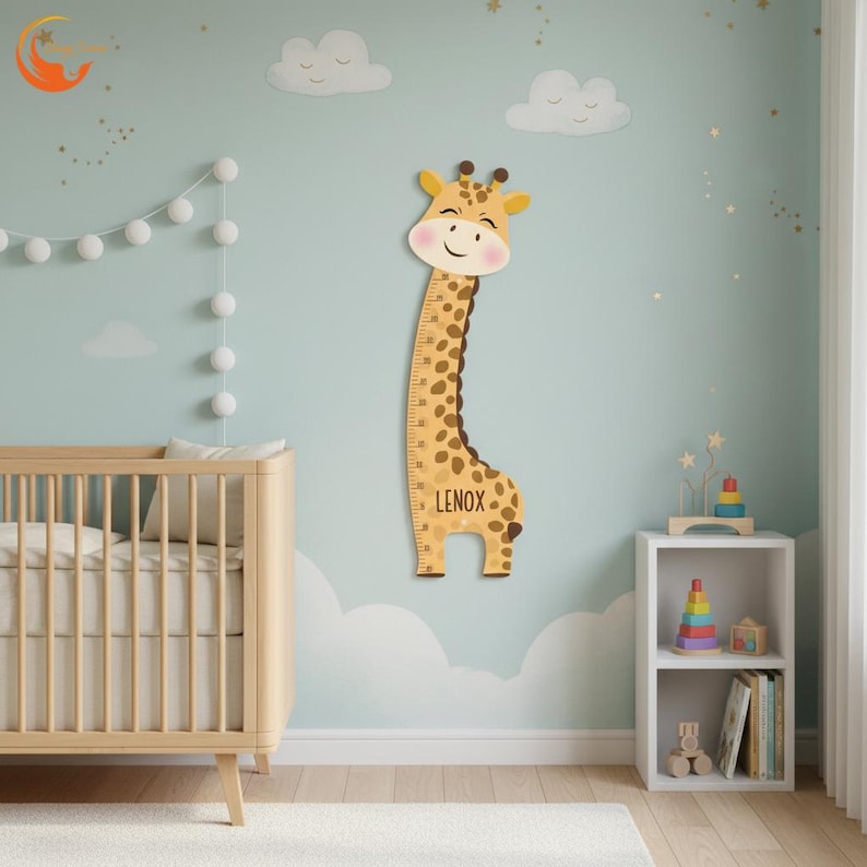 Personalized Giraffe Growth Chart for Boys, Nursery Height Chart Wall ...