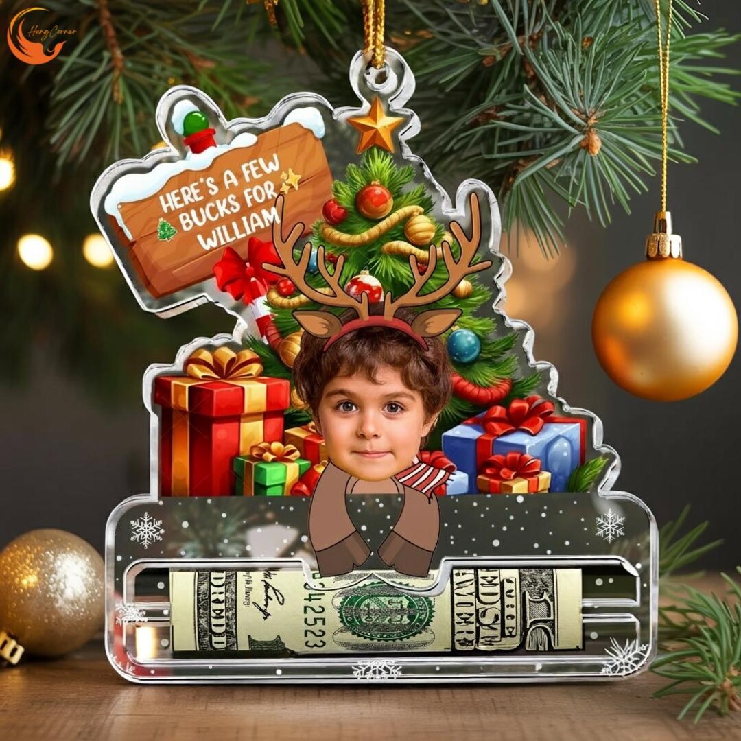 Custom Photo Here's A Few Bucks for Christmas Santa Money Holder, Kids ...