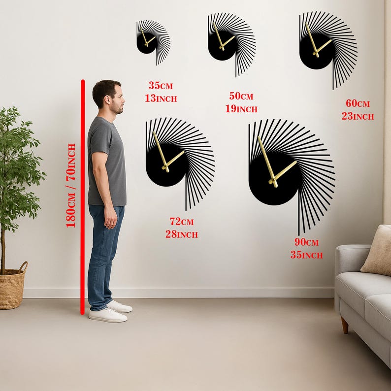 Silentmodern Metal Wall Clock: Radiant Wave Design, Floating 3D Effect ...