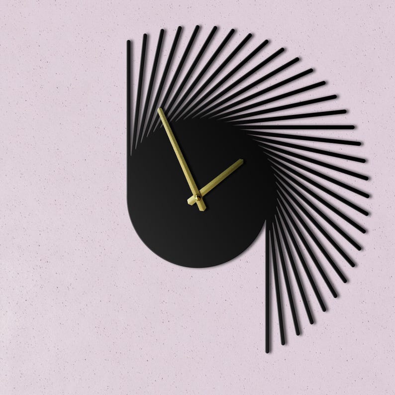 Silentmodern Metal Wall Clock: Radiant Wave Design, Floating 3D Effect ...