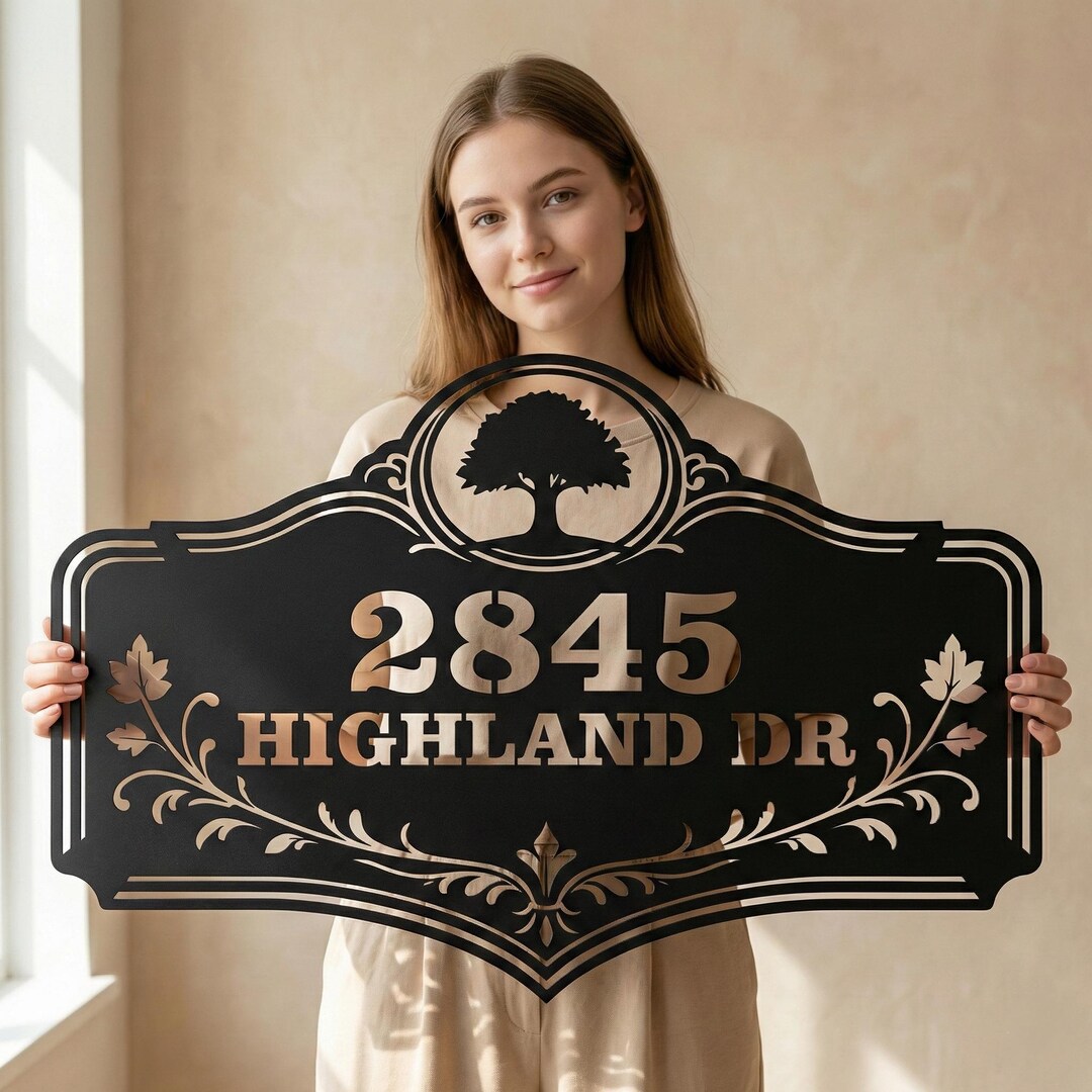Personalized House Number Metal Wall Decor, Custom Address Sign Modern ...