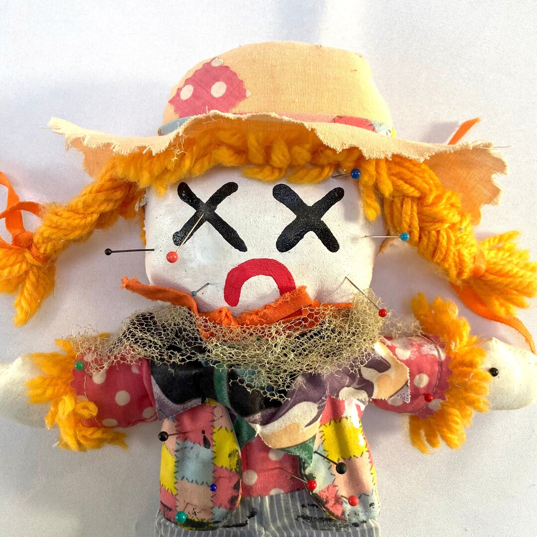 Haunted Rag Doll 1981 Scarecrow Kids Vintage Pin Cushion & Pins Voodoo ...