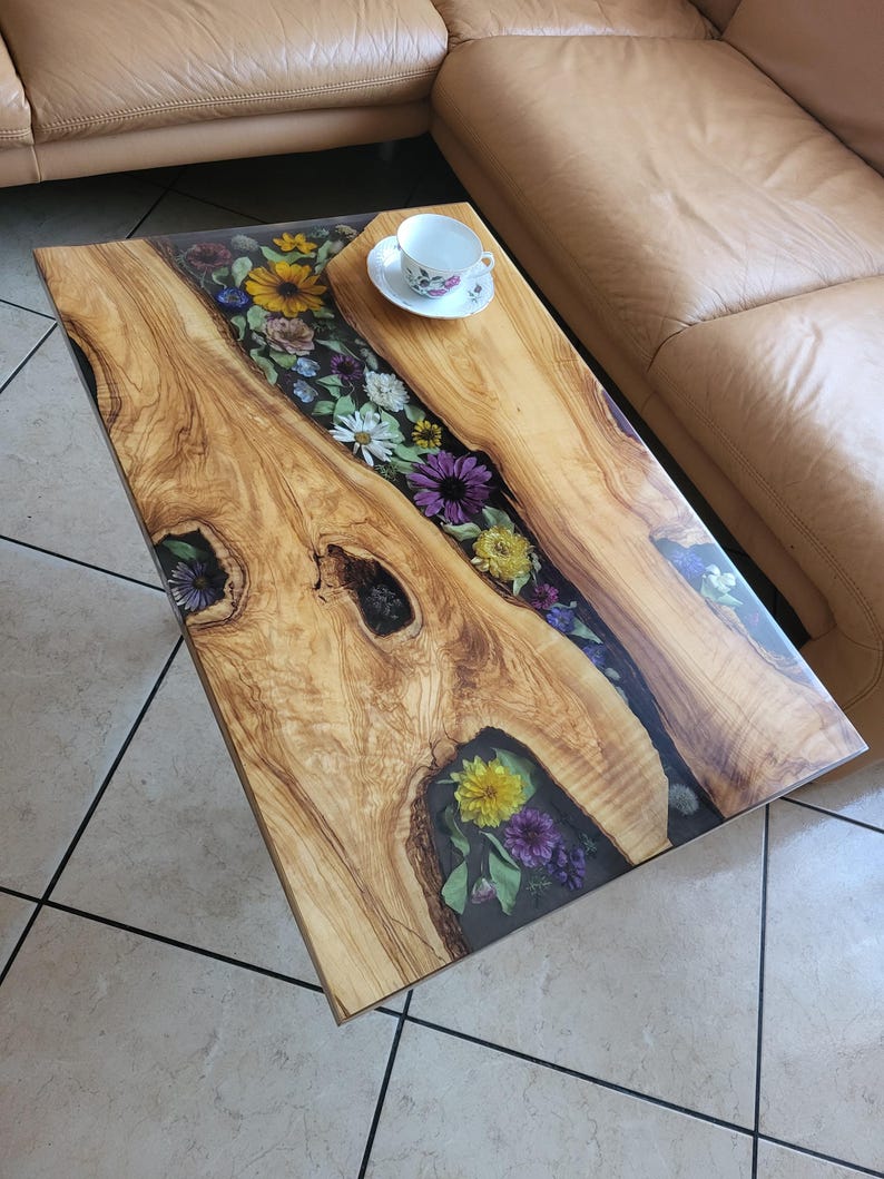 Wedding Flower Preservation Table – Custom Wood & Epoxy Resin Table ...