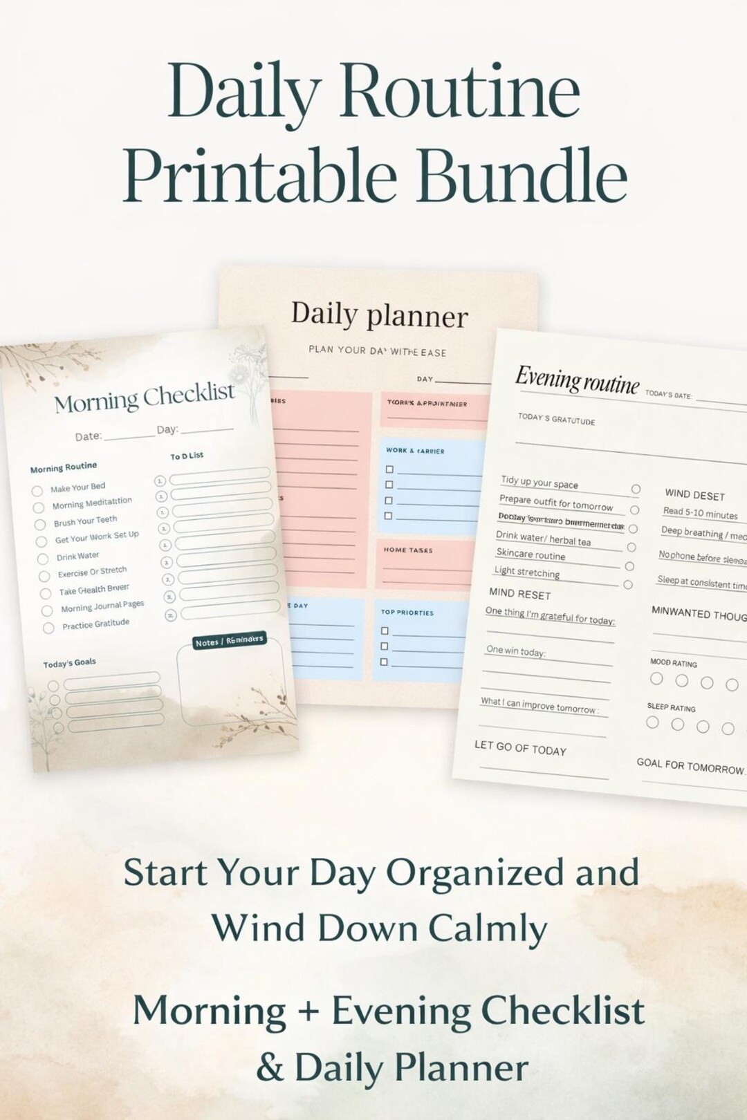 Daily Routine Bundle Printable | Morning and Evening Checklist + Daily ...