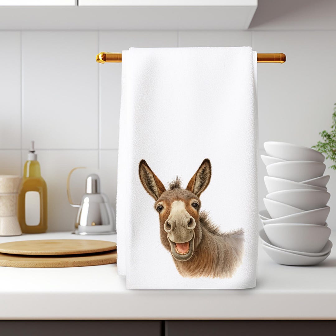 Smiling Donkey Hand Towel | Farm Animal Home Decor - Etsy