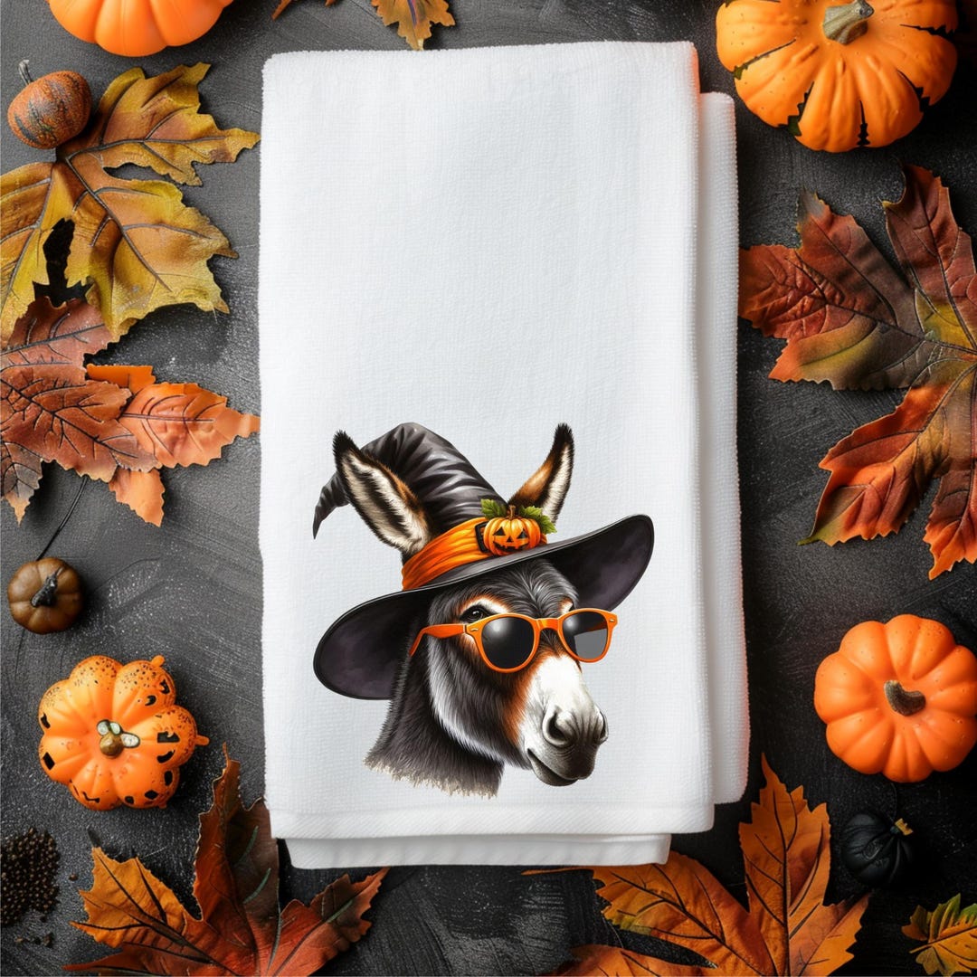 Halloween Donkey Witch Hand Towel, Whimsical Kitchen Decor - Etsy