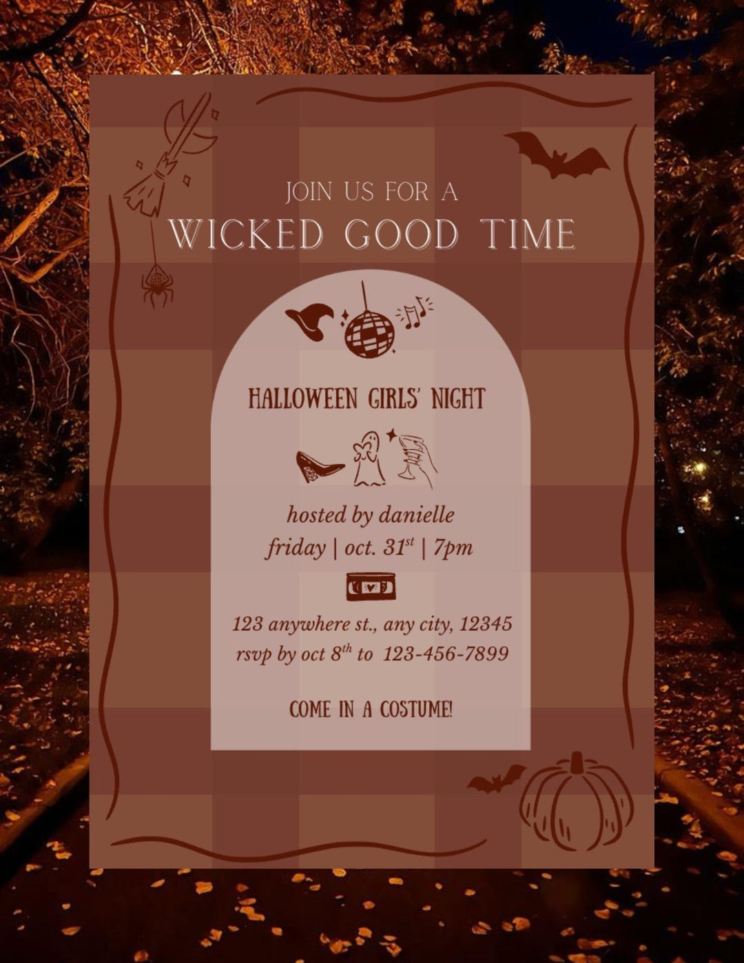 Wicked Good Time Halloween Girls' Night Invitation Template (editable ...