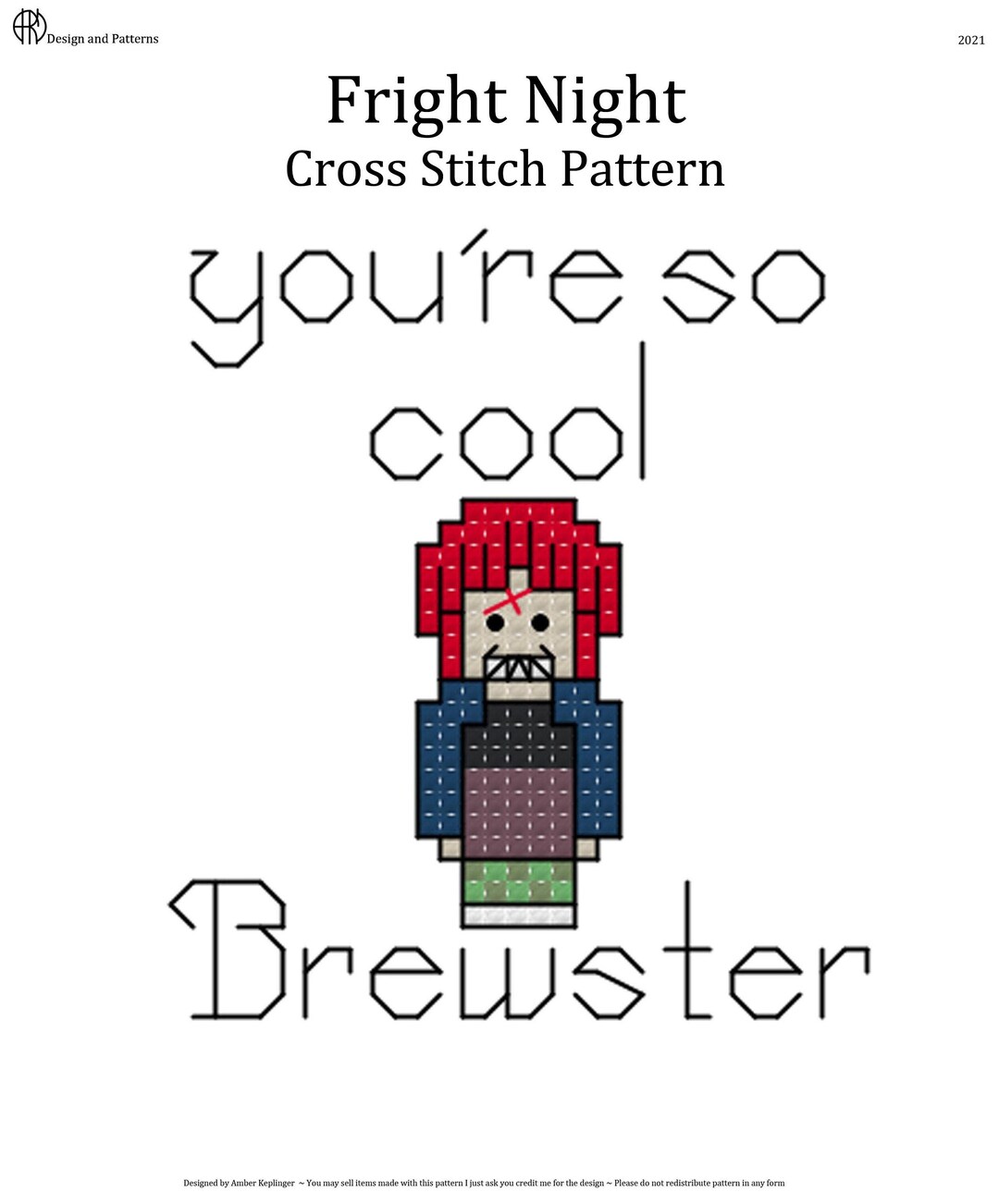 Evil Ed (fright Night) Cross Stitch Pattern - Etsy