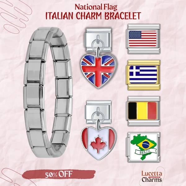 Country Flag Charms and Bracelet - Etsy