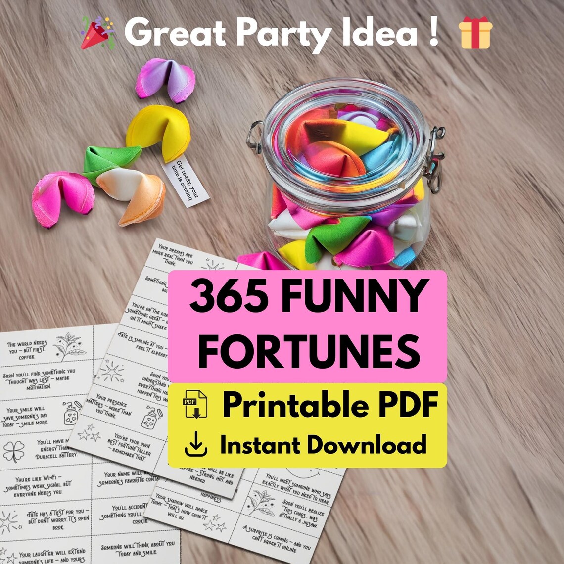 Funny Fortune Jar Notes – 365+ Daily Messages | Printable Gift, Party ...