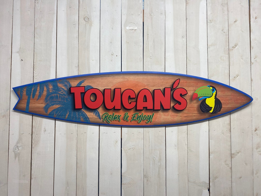 Surfboard Branding Signs, Customized Sign, Coastal Decor, Beach and ...