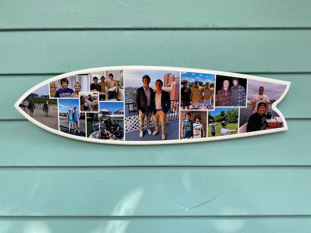 Surfboard Wall Decor Photo Board, Photos Memories Surfboard Sign, Surf ...
