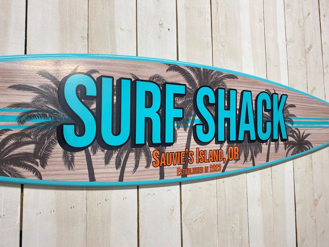 Surfboard Decor, Wall Art Personalized, SURF SHOP Sign, Beach or Tiki ...