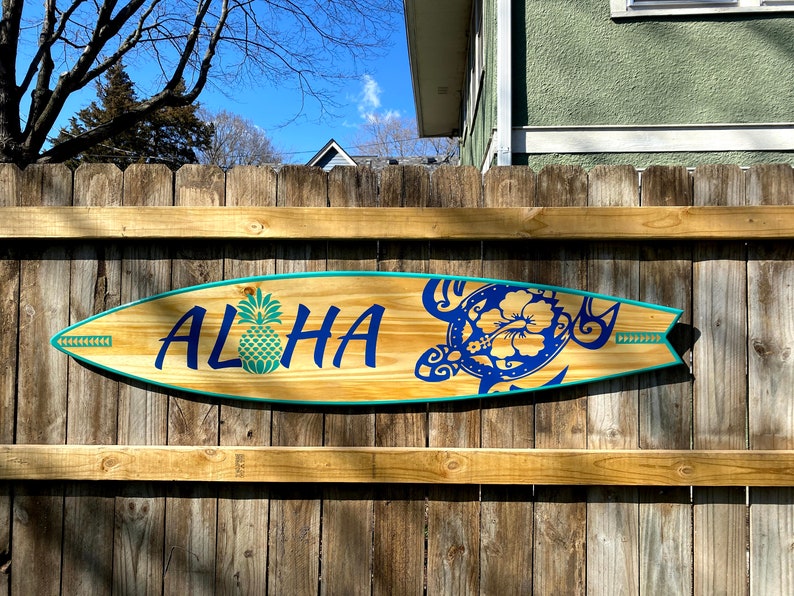 Surfboard Aloha Hawaii Surfboard Wall Art Signs Beach Tiki - Etsy