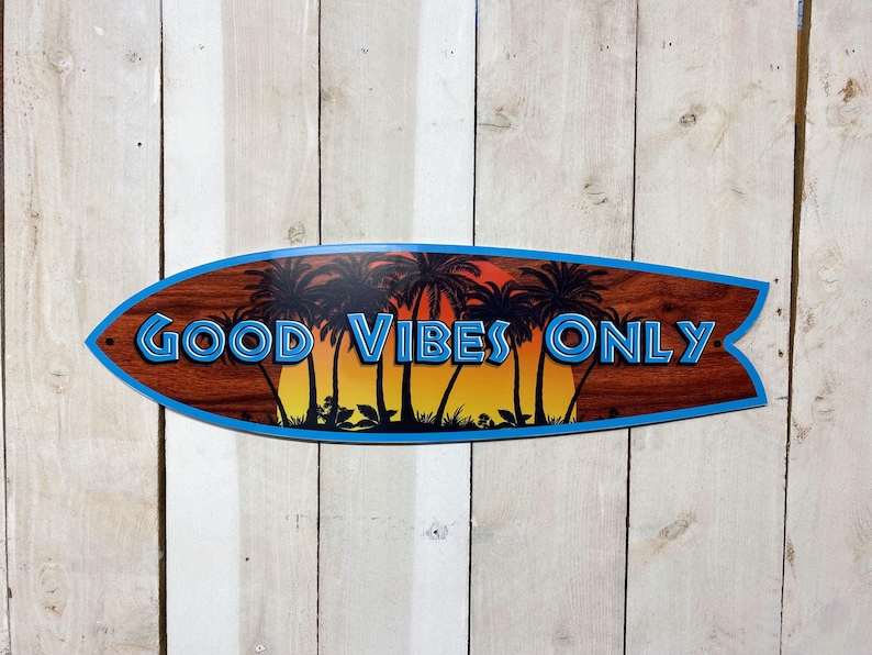 Good Vibes Only Wall Hanging, Beach Sign, Tropical Wall Art, Tiki Bar ...