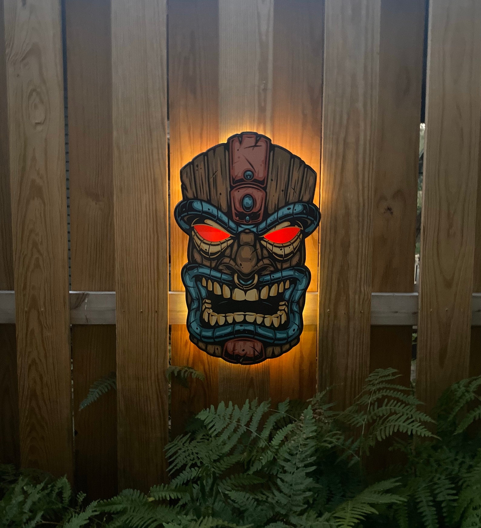 LED Tiki Mask Sign: Battery Operated Bar Decor - Etsy