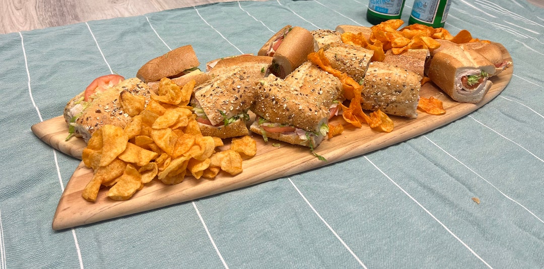 Charcuterie Board, Surfboard Food Platter, Wood Food Tray, Surfboard ...