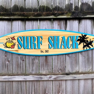 Surfboard Signs, Tiki Bar Surfboard Sign, Hawaiian Beach Surfing Decor ...