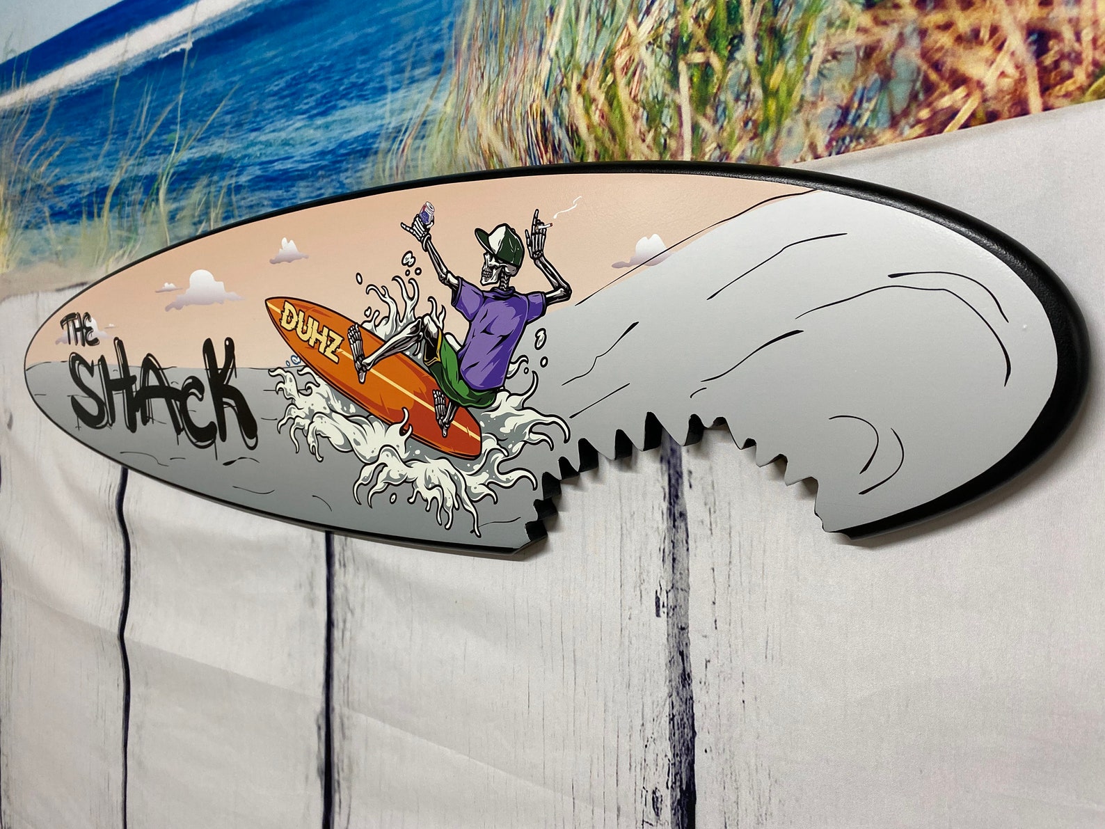Surfboard Decor Shark Bite Custom Surfboard Wall Art Beach - Etsy