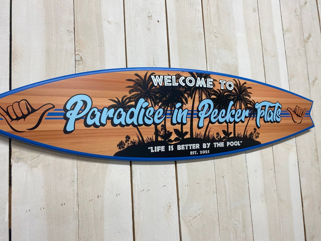 Surfboard Signs Decor Wall Hanging Personalized Signs, Customized Wall ...