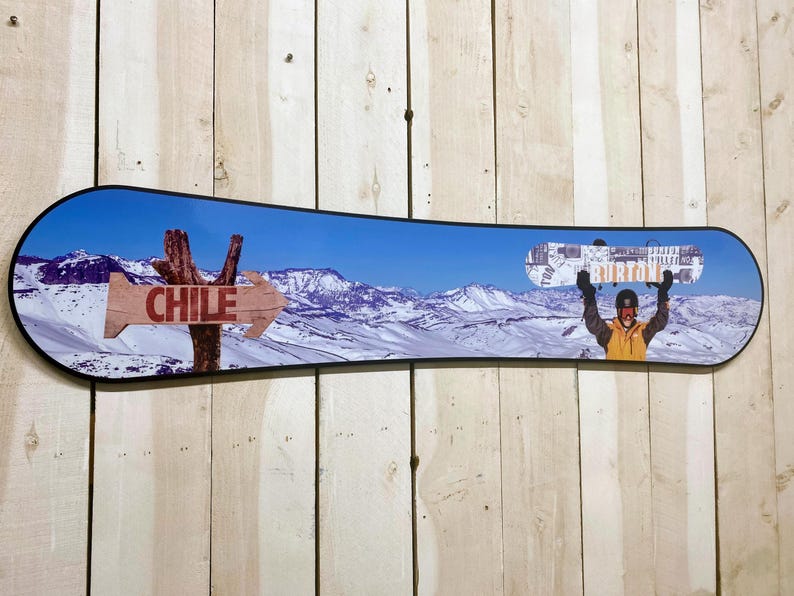 Snowboard, Personalized Snowboard Photo Collage: Mountain Lodge Decor ...
