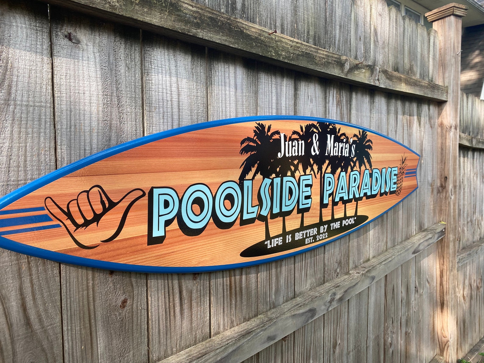 Surfboard Decor Wall Art, Personalized Surf Sign, Surfboard Perfect for ...