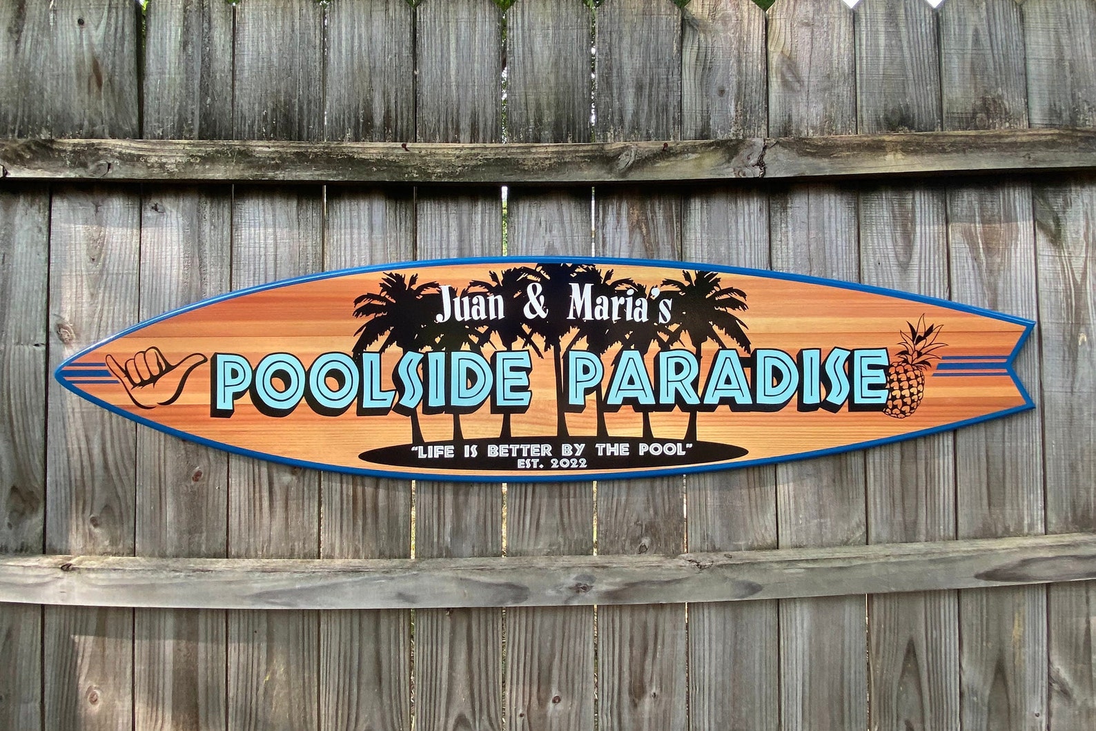 Surfboard Decor Wall Art, Personalized Surf Sign, Surfboard Perfect for ...