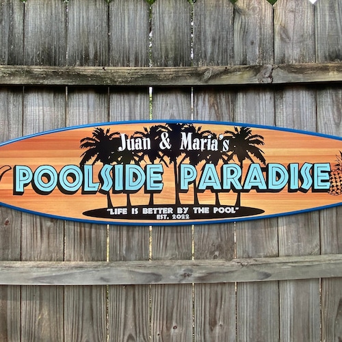Surfboard Decor Wall Art Personalized Surf Sign Wooden Surf - Etsy