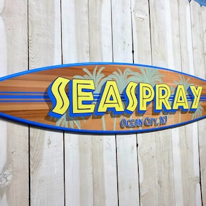 Personalized Surfboard Sign: Coastal Beach Tiki Bar Decor - Etsy