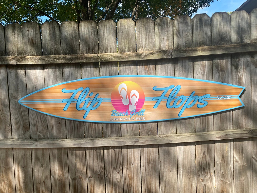 Surfboard Decor Wall Hanging, Flip Flops Design Surf Board Signs ...