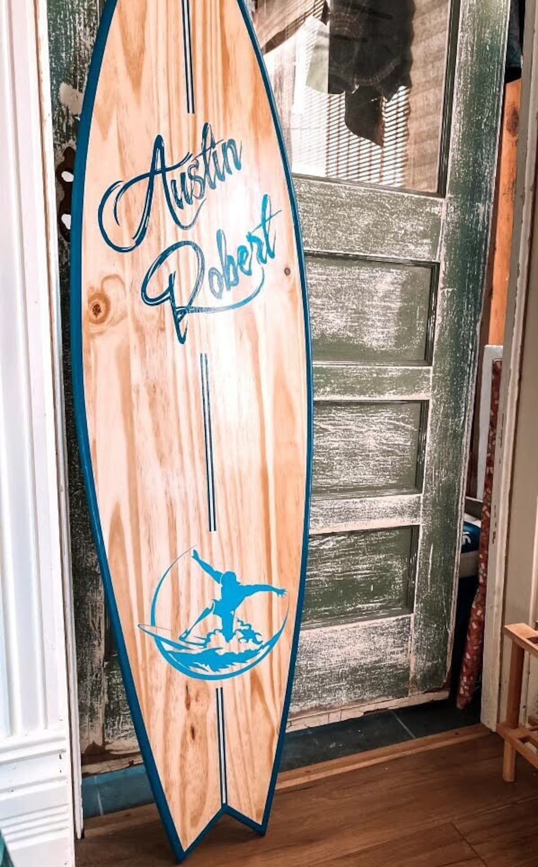 Surfboard Decor Sign Vertical Personalized Surfboard Wall Art, Beach ...