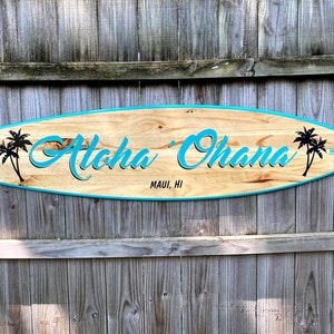 Surfboard Aloha Hawaii Surfboard Wall Art Signs Beach Tiki - Etsy